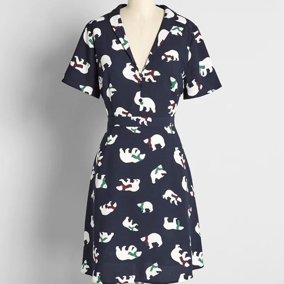 Modcloth | Dresses | Modcloth Susan Bee Anthony Dress Polar Bear Navy ...